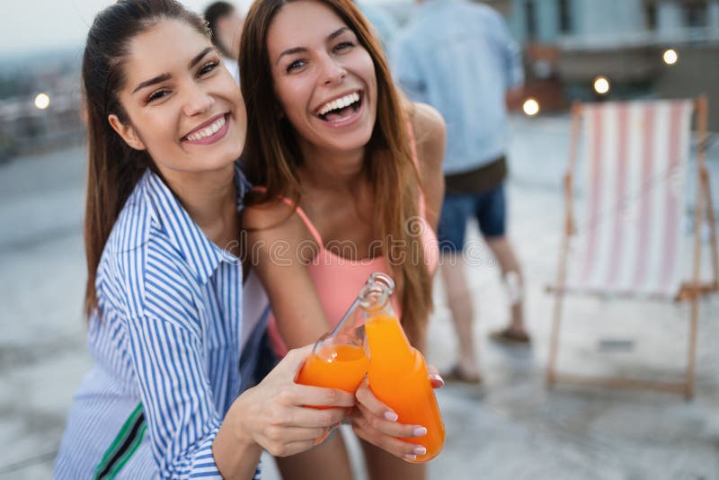 Happy Young Girls Having Fun at Party Stock Image - Image of party ...