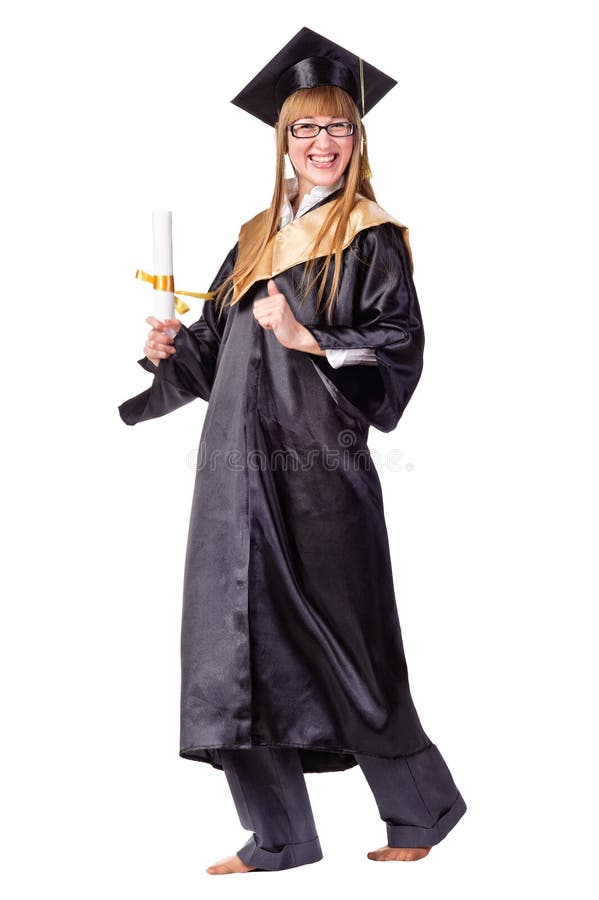 Happy Young Graduation Woman Stock Image - Image of graduating, dance ...