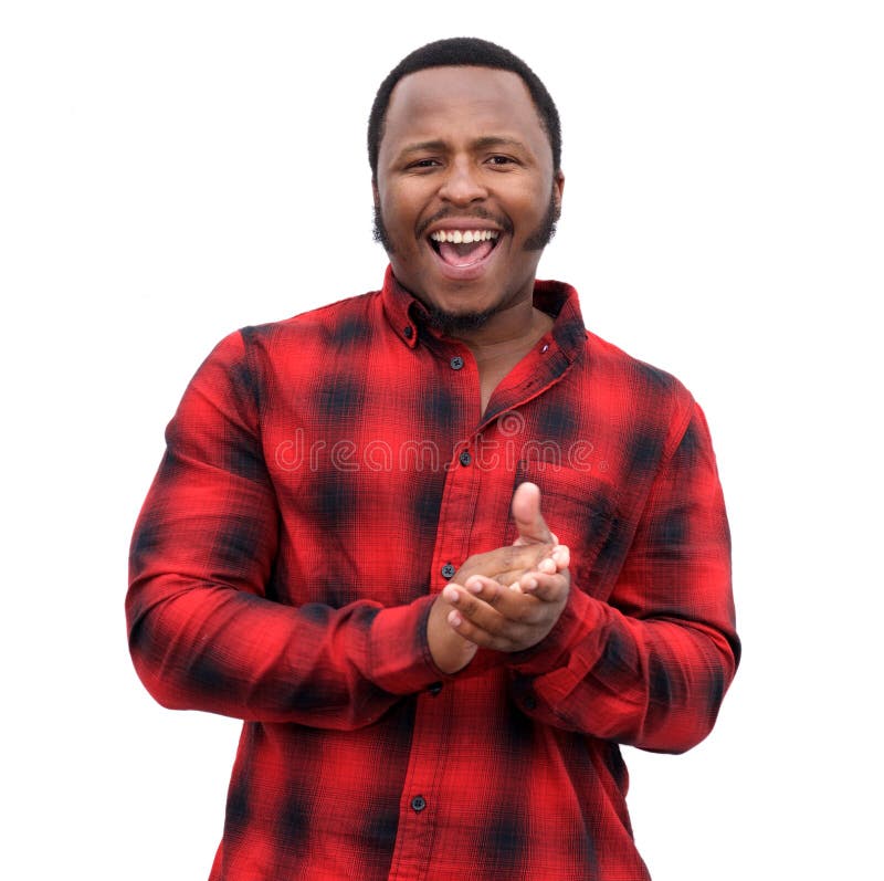 Young Black Man Laughing and Clapping Hands Stock Image - Image of ...