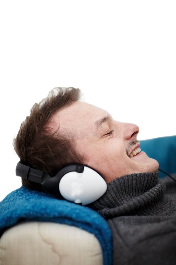 Happy Young Guy Listening To Music Stock Image - Image of house ...