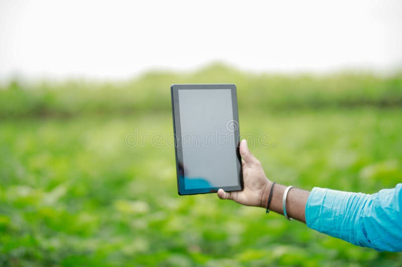 Happy Young Indian Farmer Using Smart Phone Stock Image - Image of ...