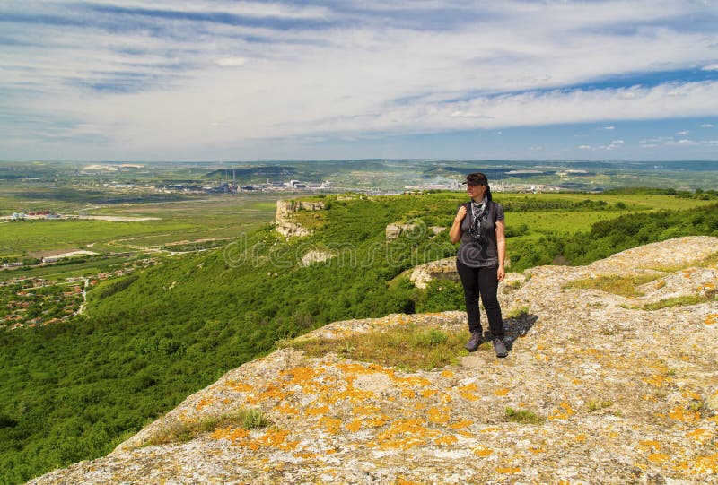 Young Lady Looking at Beautiful Landscape Stock Image - Image of ...