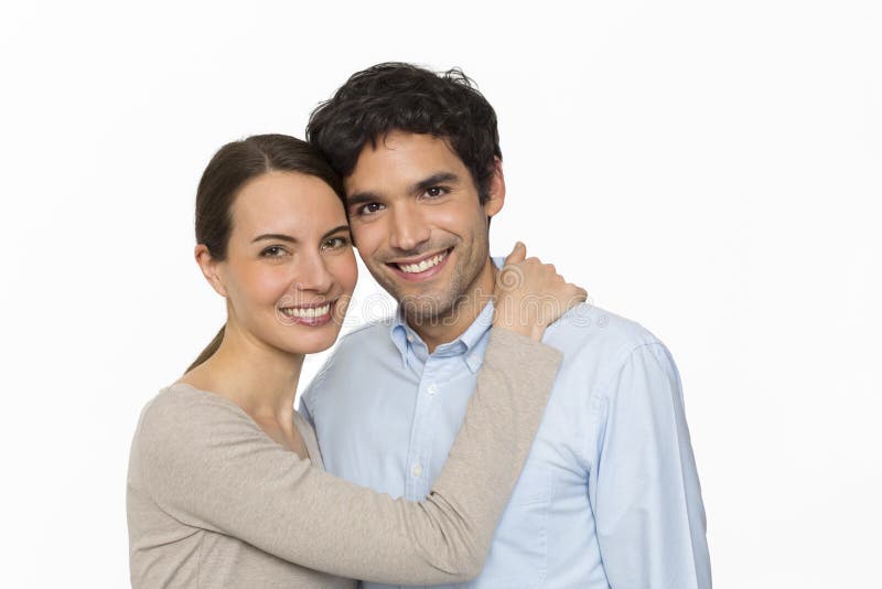 Portrait Of Happy Couple Isolated On White Stock Image Image Of Human