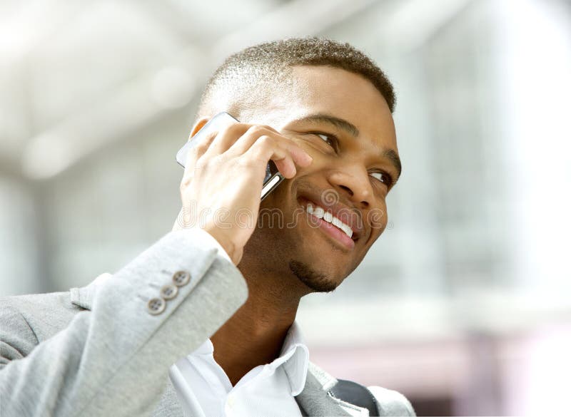 Happy Young Man Calling by Mobile Phone Stock Image - Image of handsome ...