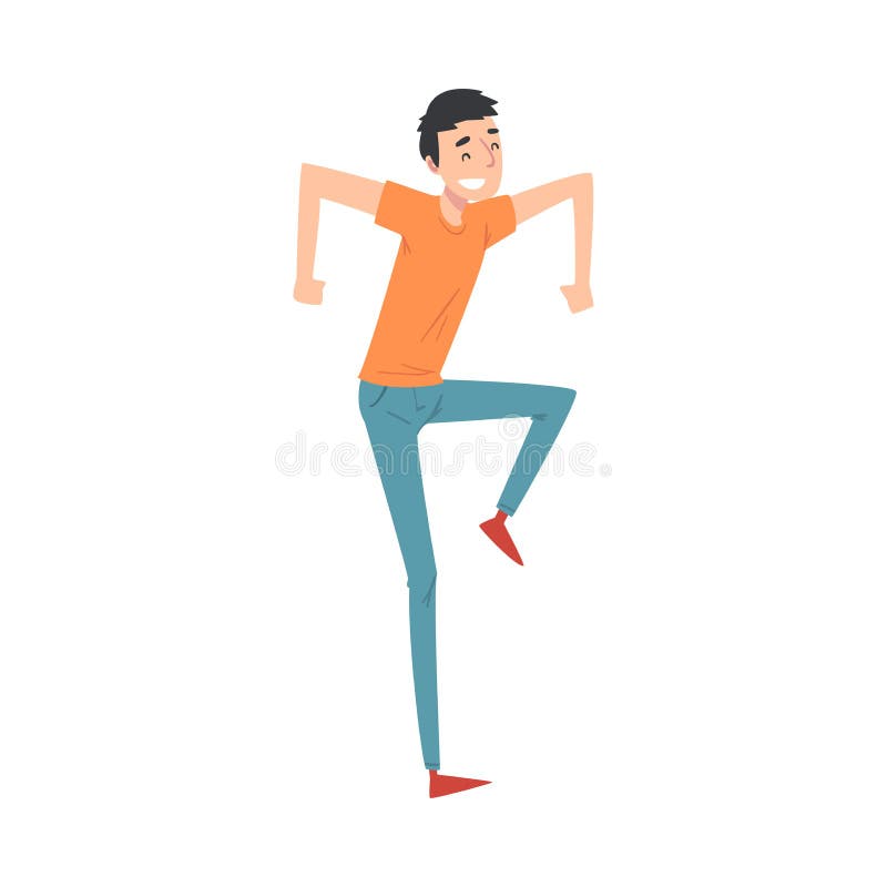 Happy Young Man Celebrating Event, Smiling Guy Dancing at Party Vector ...