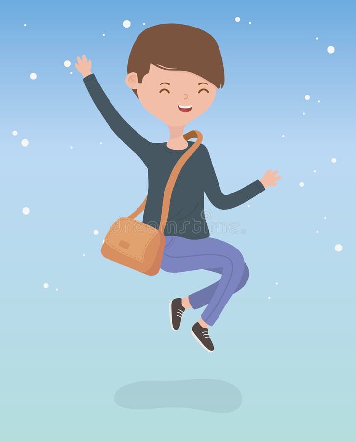Happy Young Man Celebrating Jumping Character Stock Vector ...