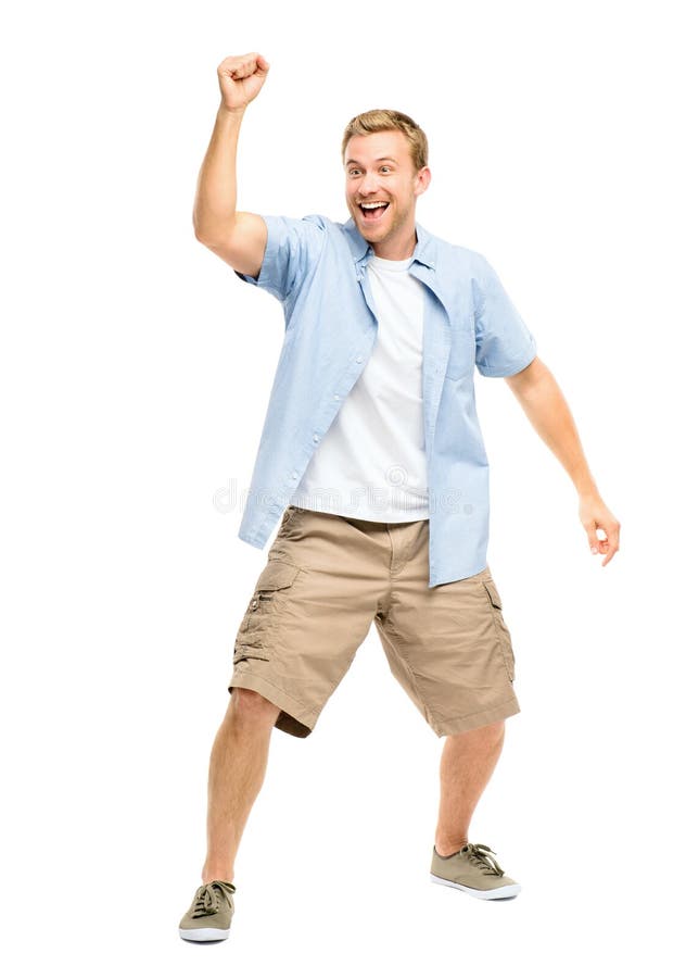 Happy Young Man Celebrating Success on White Background Stock Image ...