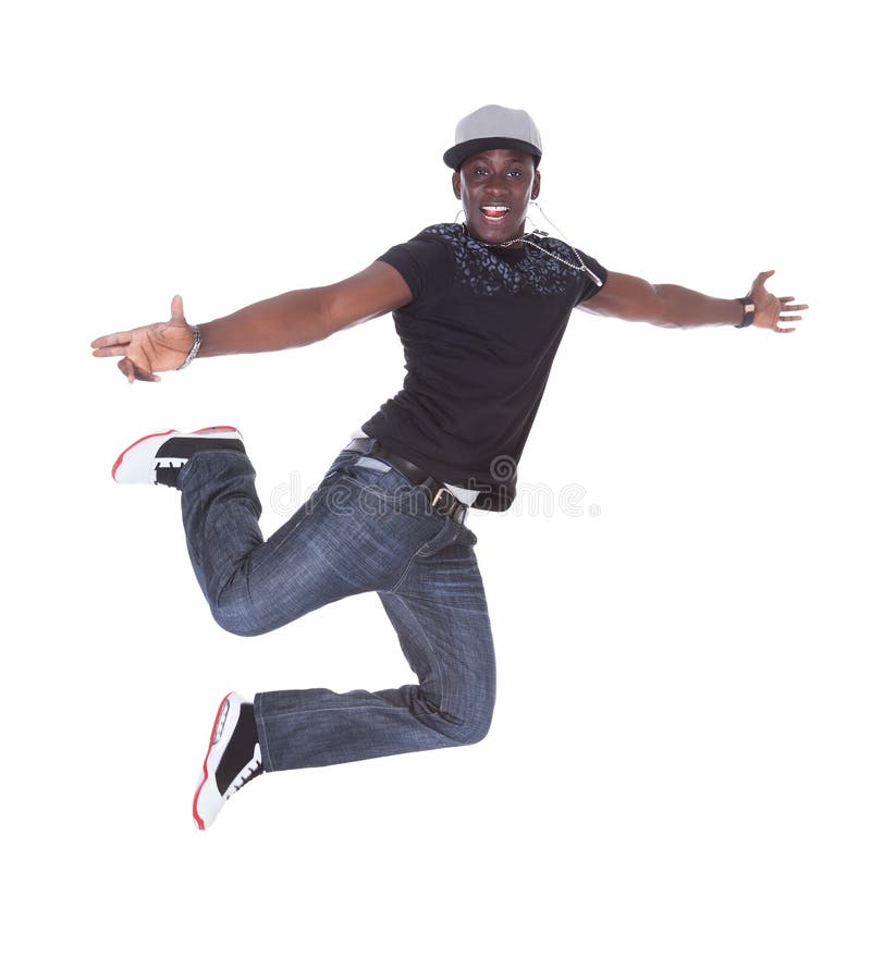 Happy young man dancing stock photo. Image of isolated - 44389698