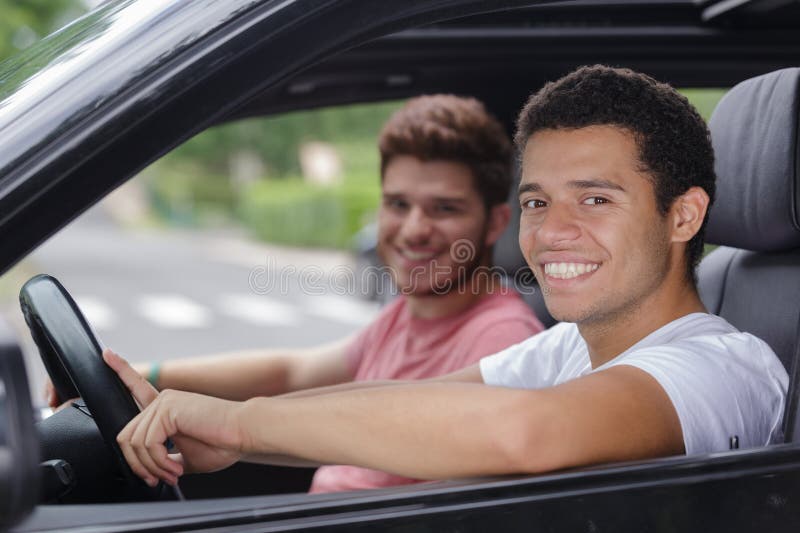 Happy Young Man Driving Car Stock Image - Image of happy, cheerful ...