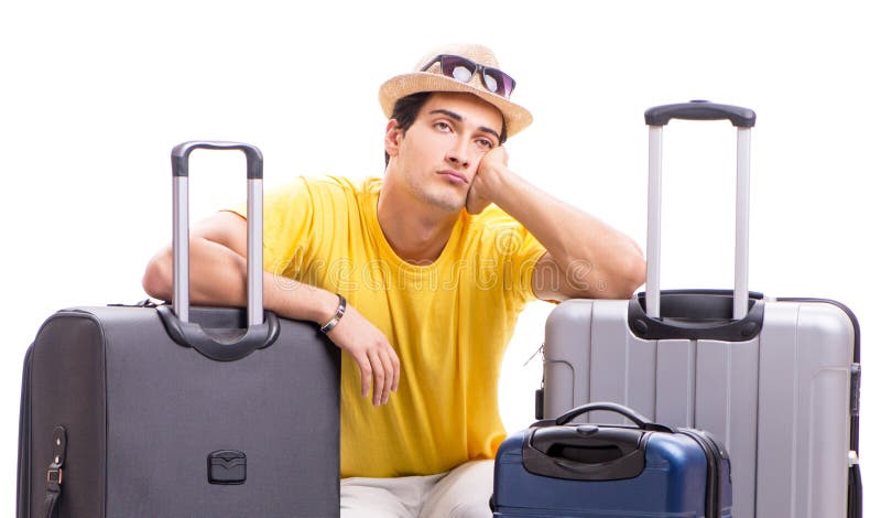 The Happy Young Man Going on Summer Vacation Isolated on White Stock ...