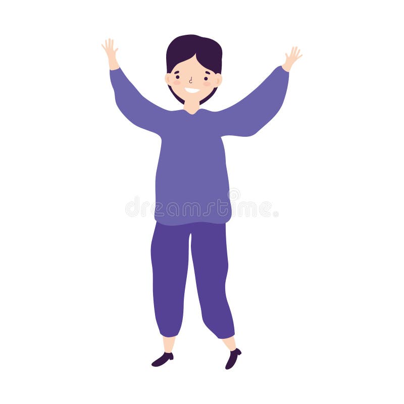 Happy Young Man Hands Up Celebration Isolated Design Icon Stock Vector ...