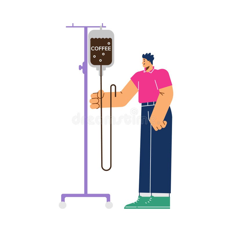 Happy Young Man Holding Dripper with Coffee Flat Style, Vector ...