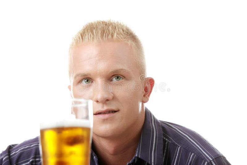 Happy Young Man Holding a Glass of Beer Stock Image - Image of human ...