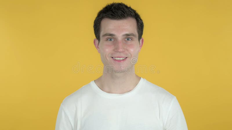 Happy Young Man Dancing Isolated on Yellow Background Stock Footage ...