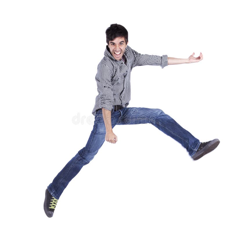 Happy young man jump stock photo. Image of happy, happiness - 16614358