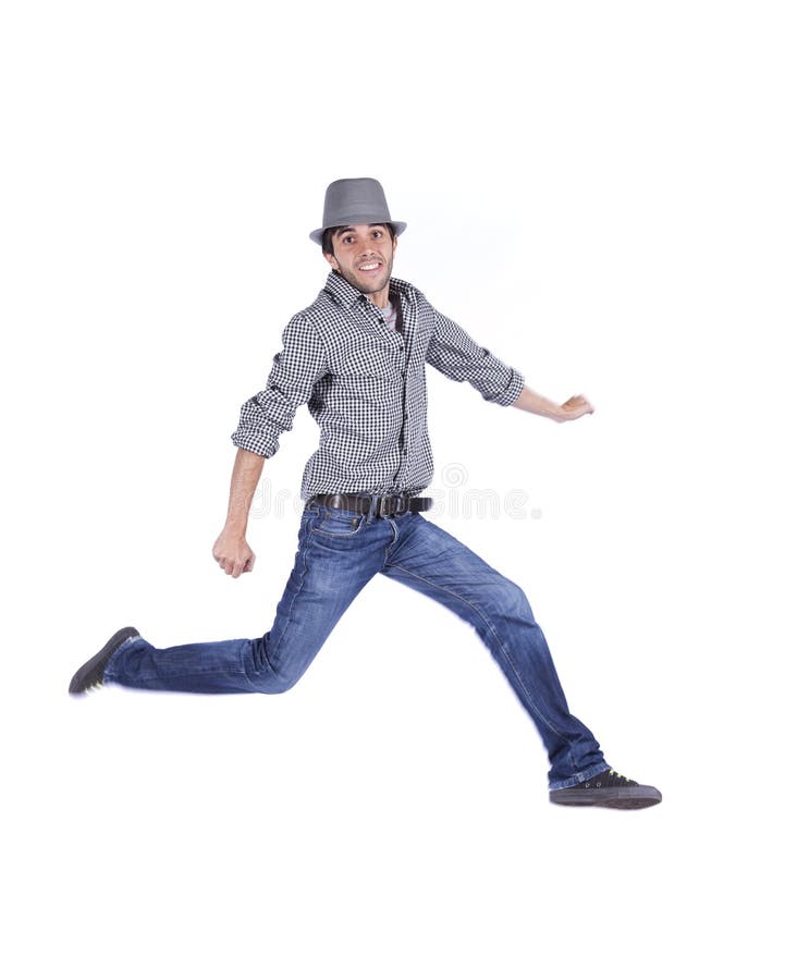 Happy young man jump stock image. Image of excitement - 18304723