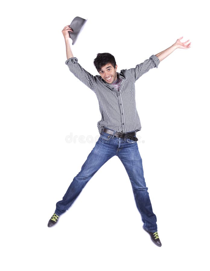 Happy young man jump stock image. Image of cool, dance - 18304725
