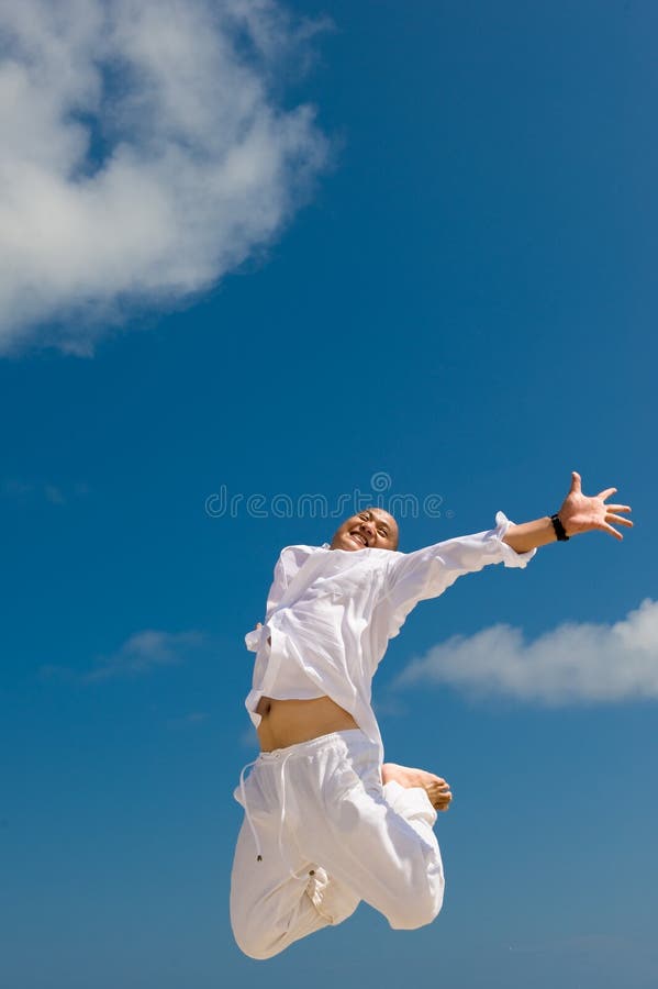 Happy Young Man Jumping with Excitement Stock Image - Image of excite ...