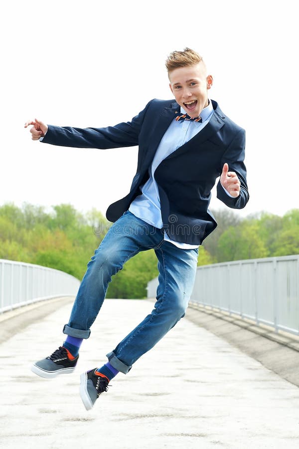 Happy young man jumping stock photo. Image of jump, smile - 30473824