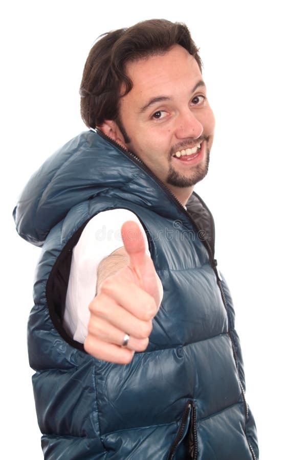 Happy Young Man Pointing Finger. Stock Photo - Image of isolated, human ...