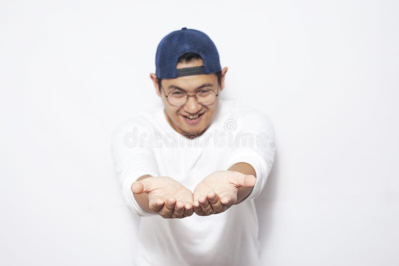 Funny Young Man Showing Something His Empty Hands Stock Photos - Free ...
