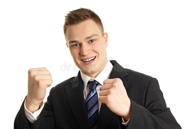 Happy young man in suit stock photo. Image of young, happy - 40566908