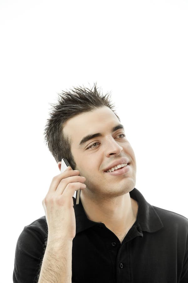 Happy Young Man Looking at His Smartphone Stock Image - Image of ...