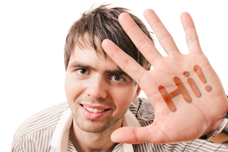 Young man greeting stock photo. Image of cheerful, greeting - 114604132