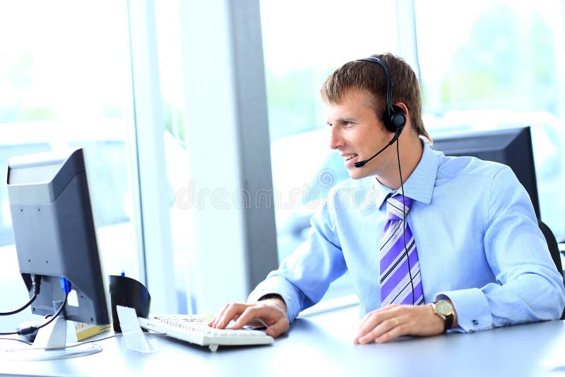Cheerful Customer Servicer Working in Call Center Stock Photo - Image ...