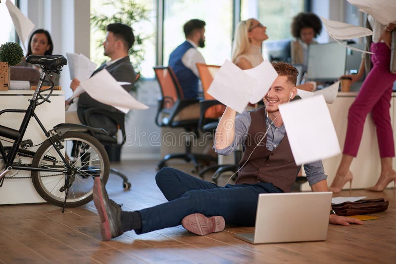 Happy Men are Celebrating Successful Finish Project Stock Image - Image ...