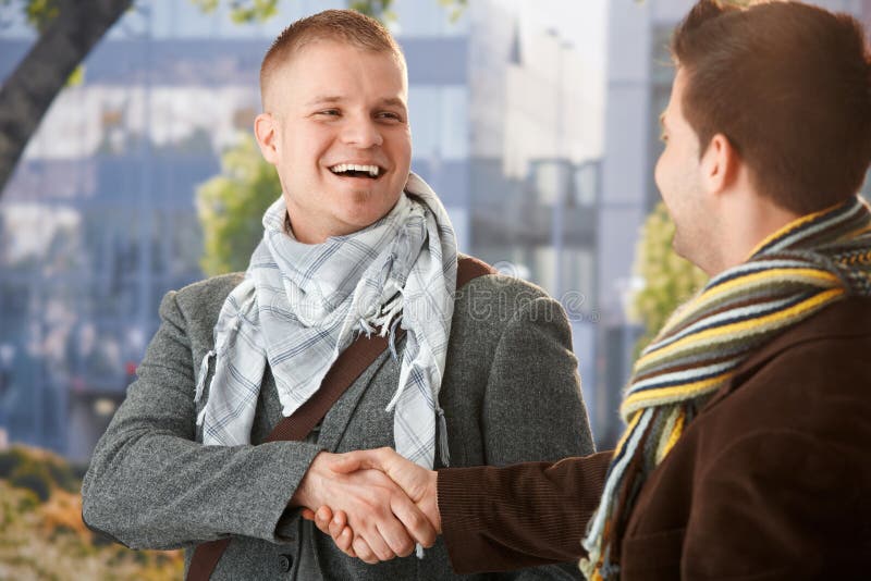Happy Young Men Shaking Hand Stock Image - Image of friend, caucasian ...