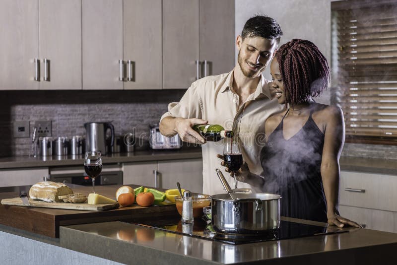Young Happy Family Cooking Dough Together Mixing Stock Photo - Image of ...