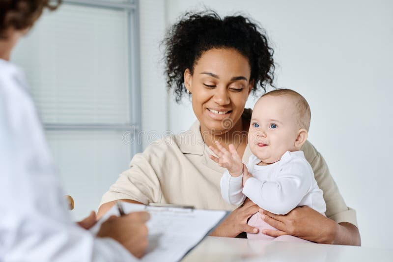 Happy Young Mom with Baby Visiting Pediatrician Stock Image - Image of ...