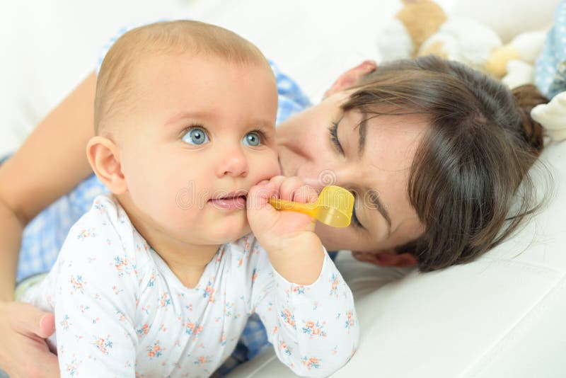 Happy young mum with baby stock image. Image of caucasian - 103101417