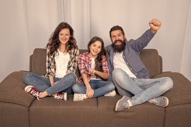 Happy Young Parents with Kid Spend Time Together at Home, Fun Stock ...