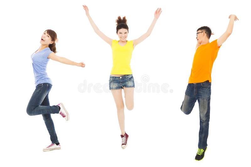 Group of Happy Young People Jumping in the Air Stock Image - Image of ...