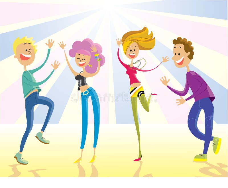 Happy Young People Dancing at the Party.vector Ill Stock Vector ...