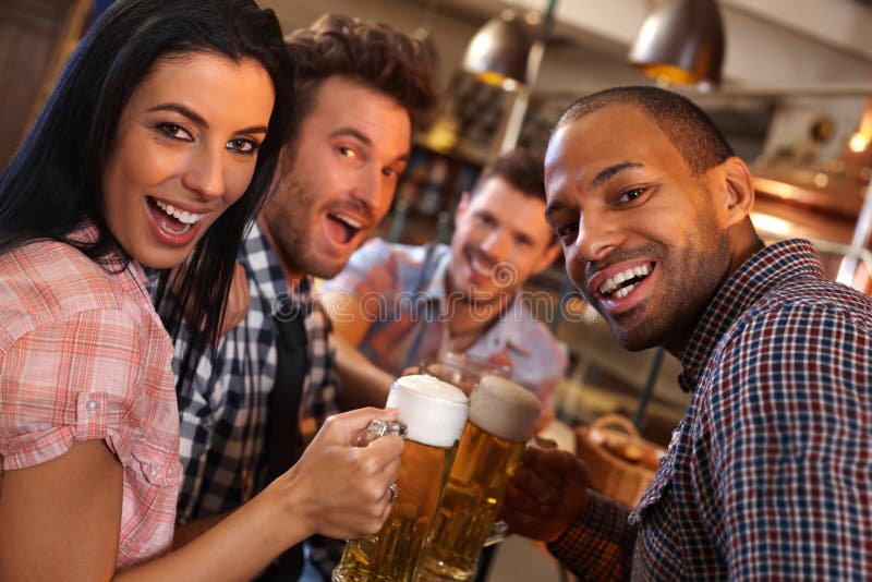 Happy Young People Having Fun in Bar Stock Photo - Image of friends ...