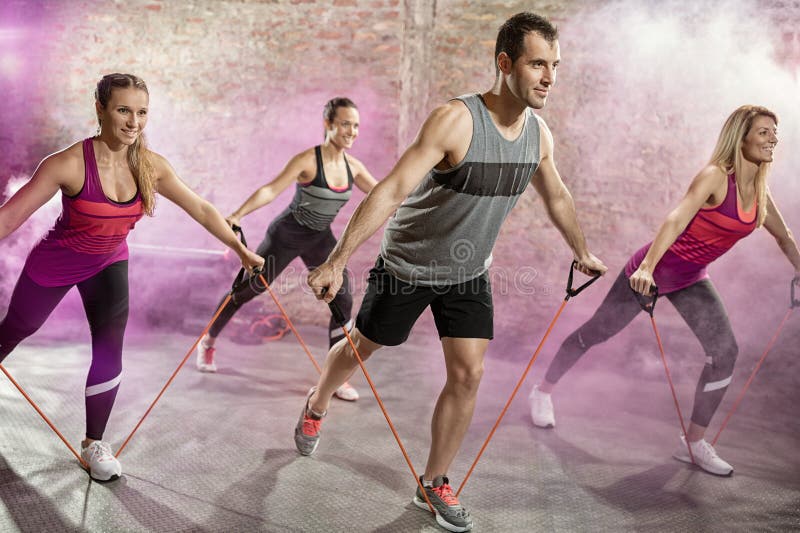 Happy Young People Practicing Stock Photo - Image of muscular, aerobics ...