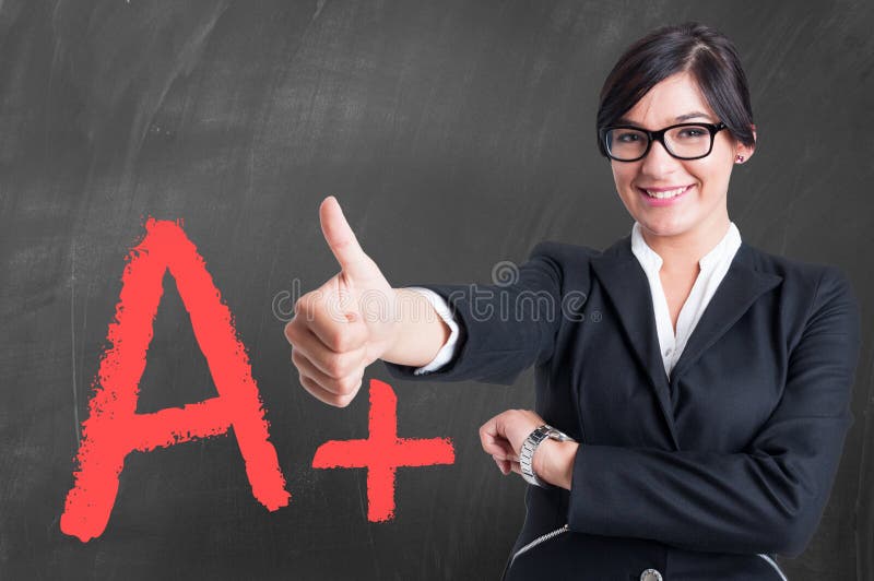 Happy Young Professor Giving a Good Mark Stock Photo - Image of female ...