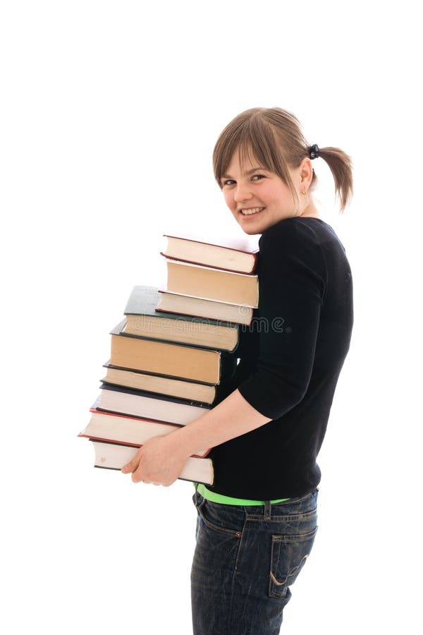 The Happy Young Student with the Books Isolated Stock Image - Image of ...