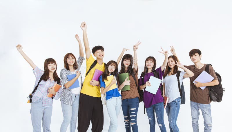 Happy Young Student Group Standing Together Stock Photo - Image of ...