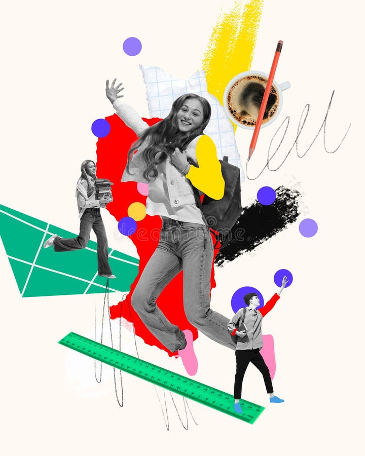 Happy Young Student Jumping Mid-air, Full of Joy and Movement ...