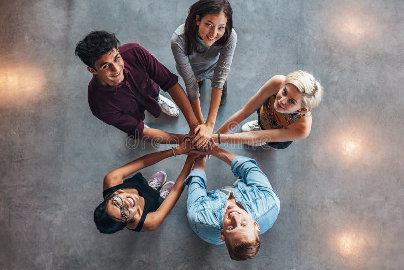 Happy Young Students Showing Unity Stock Photo - Image of college ...