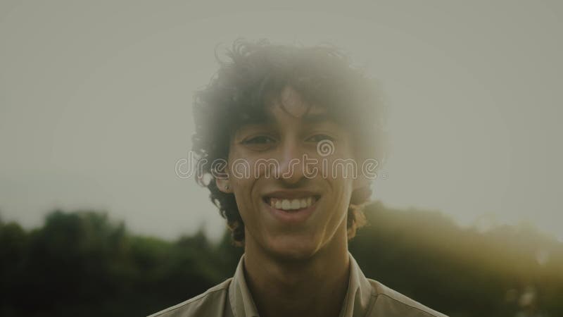 Happy Young Teenager Smiling in Front Camera Stock Video - Video of ...