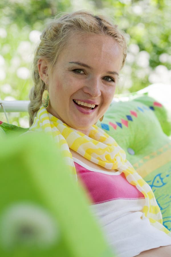 Happy Young Woman Has a Rest Stock Photo - Image of female, hammock ...