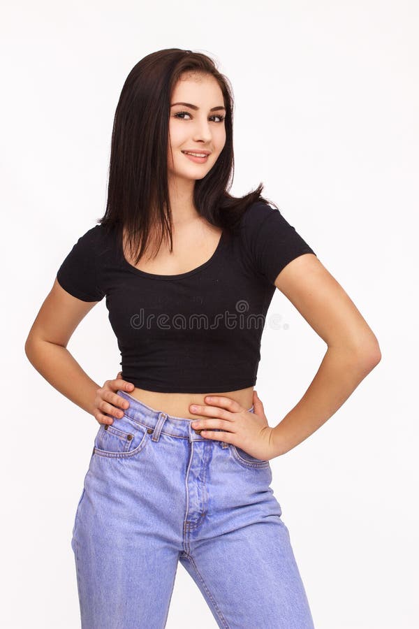 Happy Young Woman Isolated on White Background Stock Photo - Image of ...