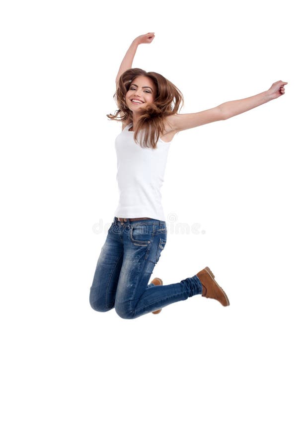 Teen Girl Jumping For Joy Stock Image Image Of Female 22081859