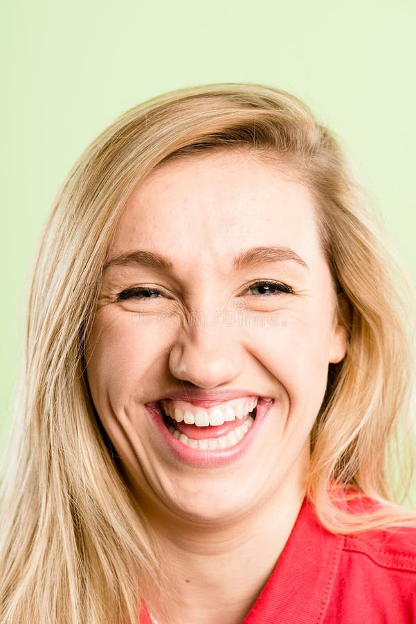 Funny Woman Portrait Real People High Definition Yellow Background ...