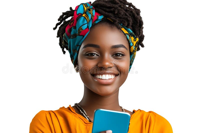 Happy Young Woman with Phone Stock Illustration - Illustration of ...